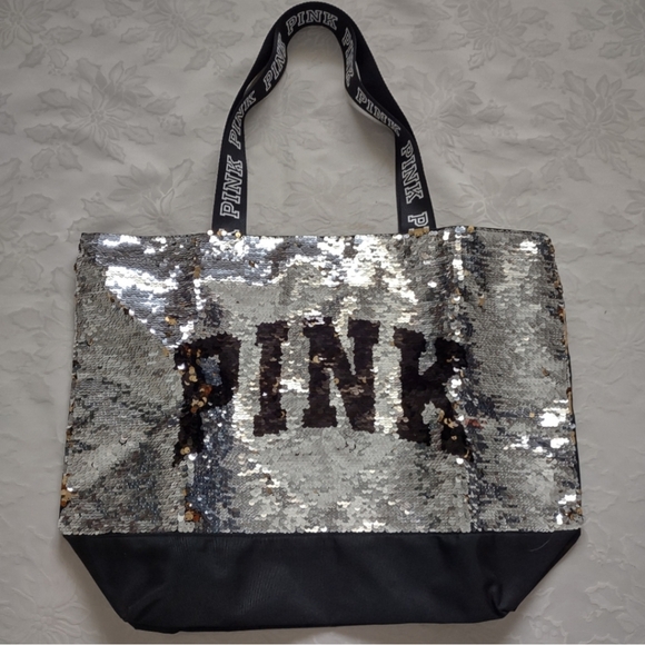 Victoria's Secret | Bags | Pink Victorias Secret Flip Sequins Large Bag ...
